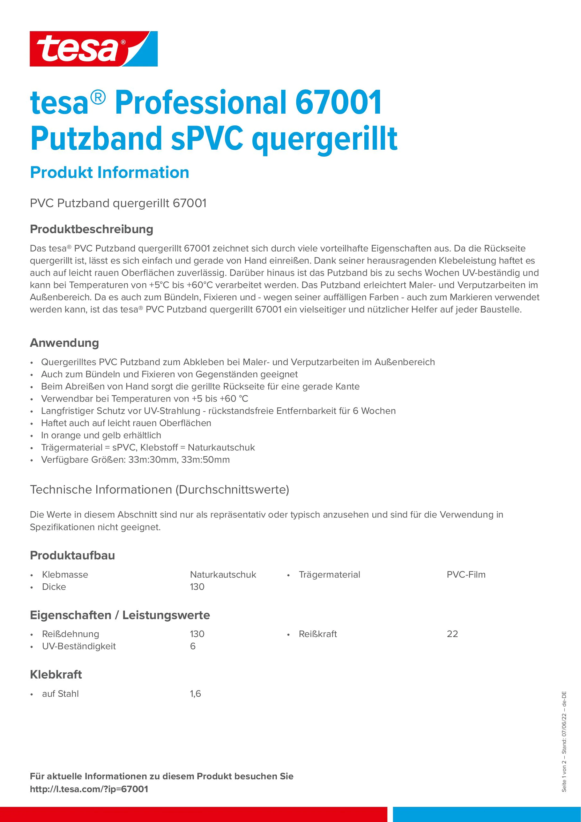 tesa® Professional 67001 Putzband sPVC quergerillt - tesa