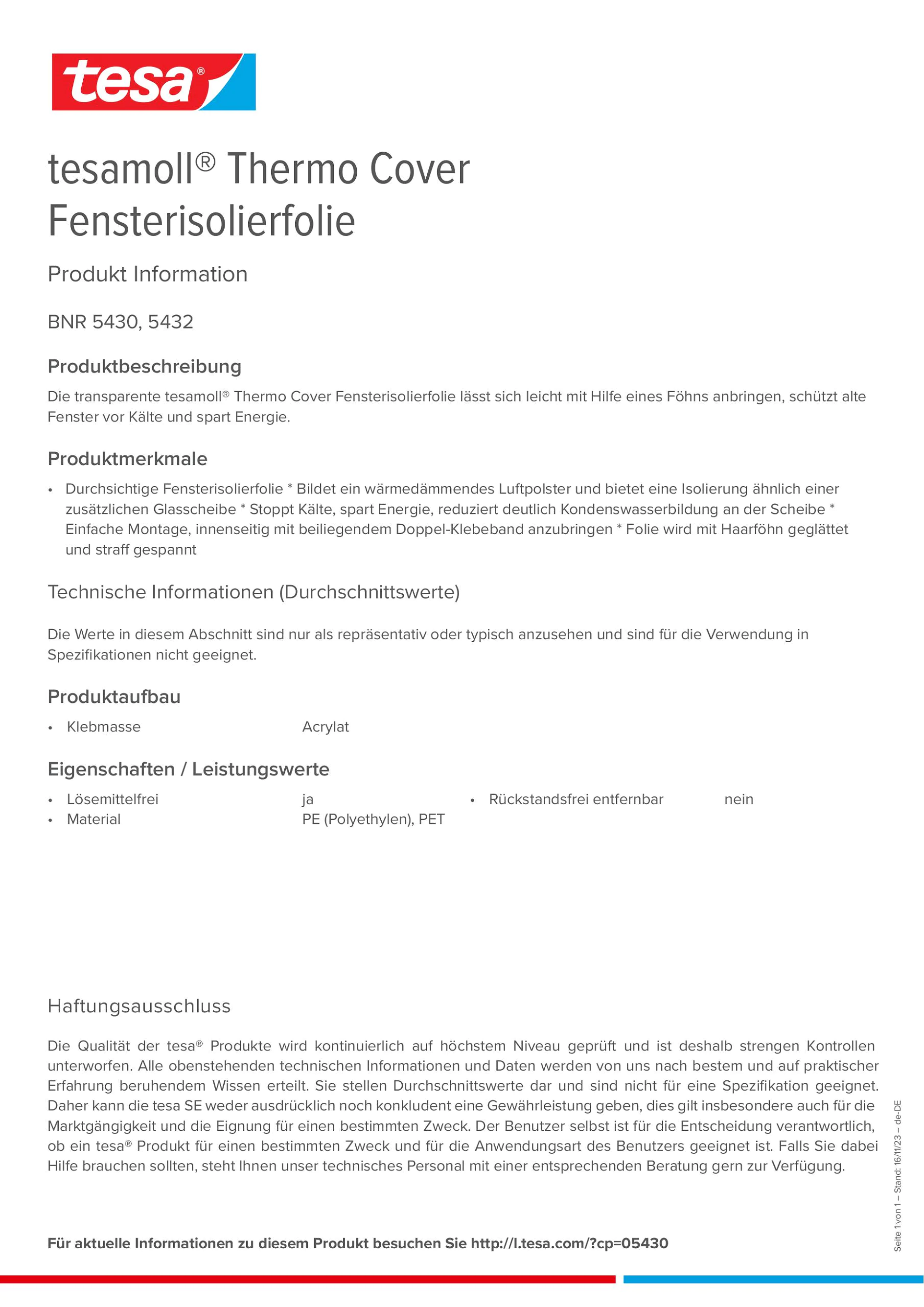 tesamoll® Thermo Cover Fensterisolierfolie - tesa