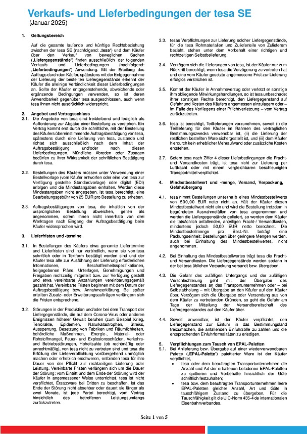 Geschäftsbedingungen - tesa