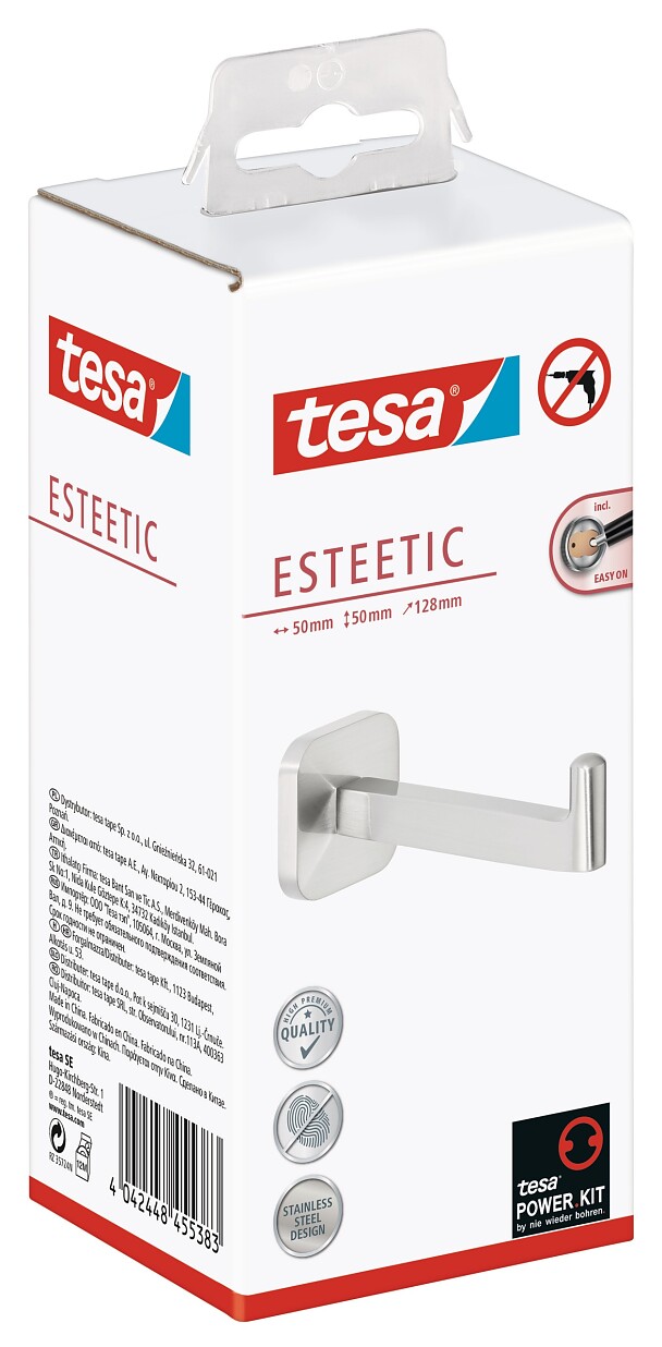 tesa® Esteetic spare roll holder, self-adhesive, stainless-steel look ...