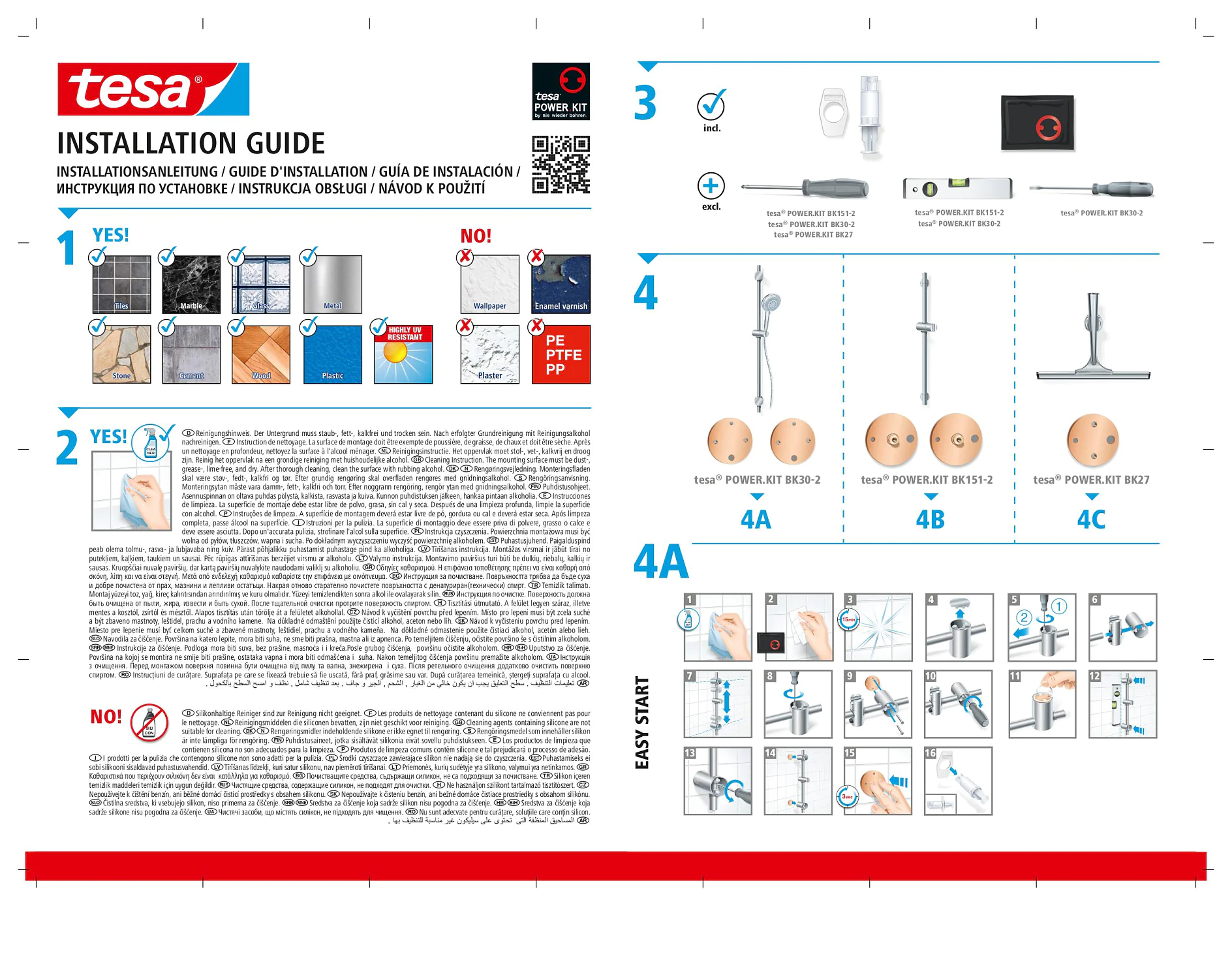 tesa® Spaa shower screen wiper, chromed metal & plastic, self-adhesive ...