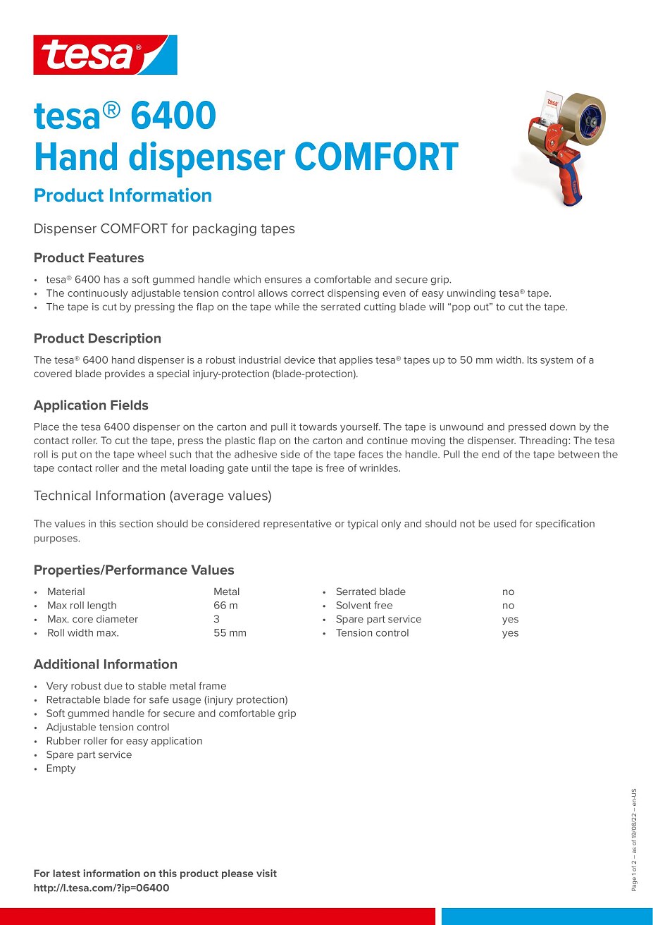 tesa® 6400 Hand dispenser COMFORT - tesa
