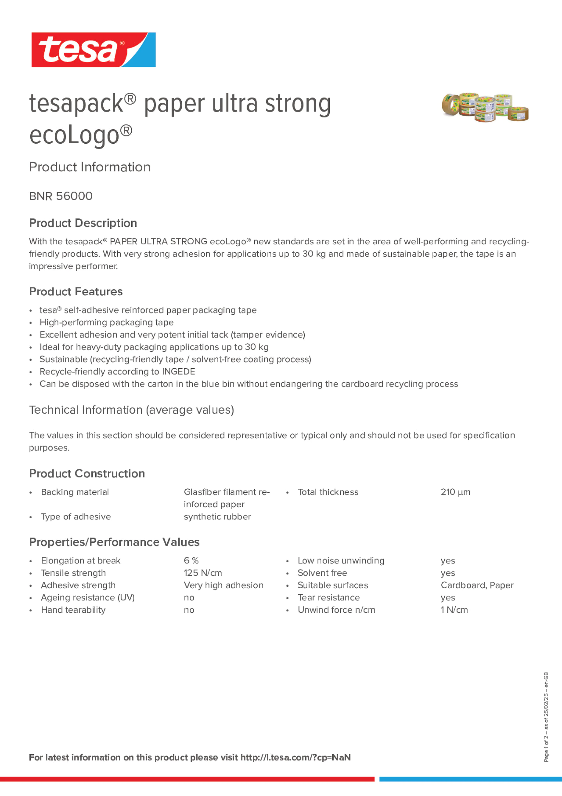 tesapack® paper ultra strong ecoLogo® - tesa