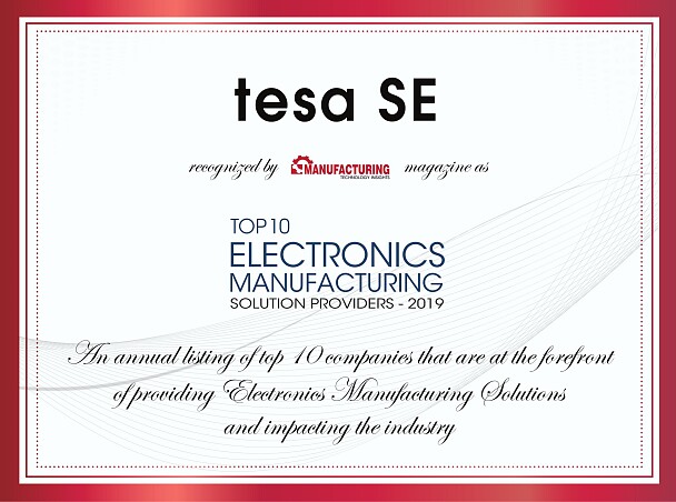 tesa counts among the Top 10 Solution Providers for Electronics - tesa