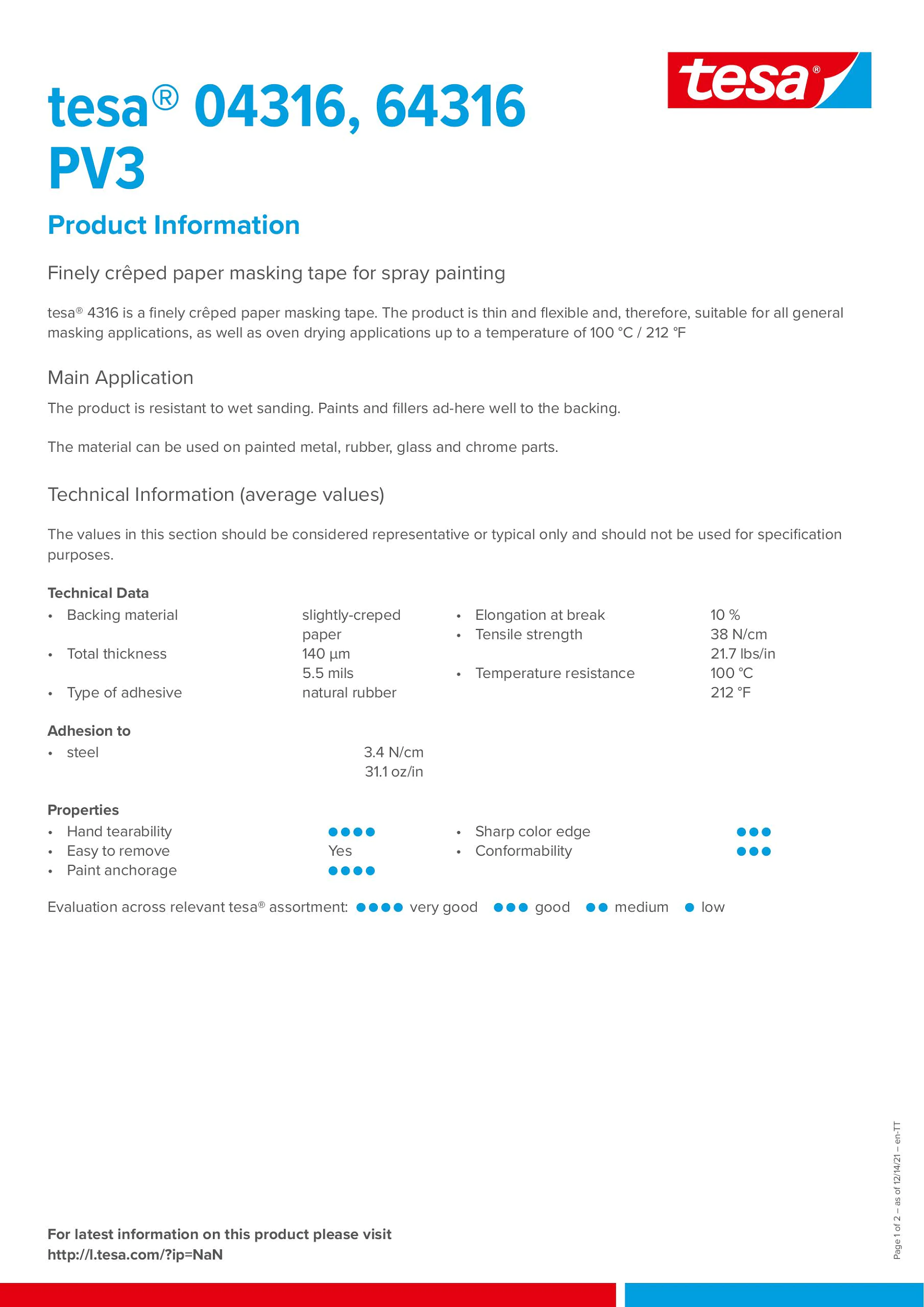 tesa® 4316 PV3 - tesa