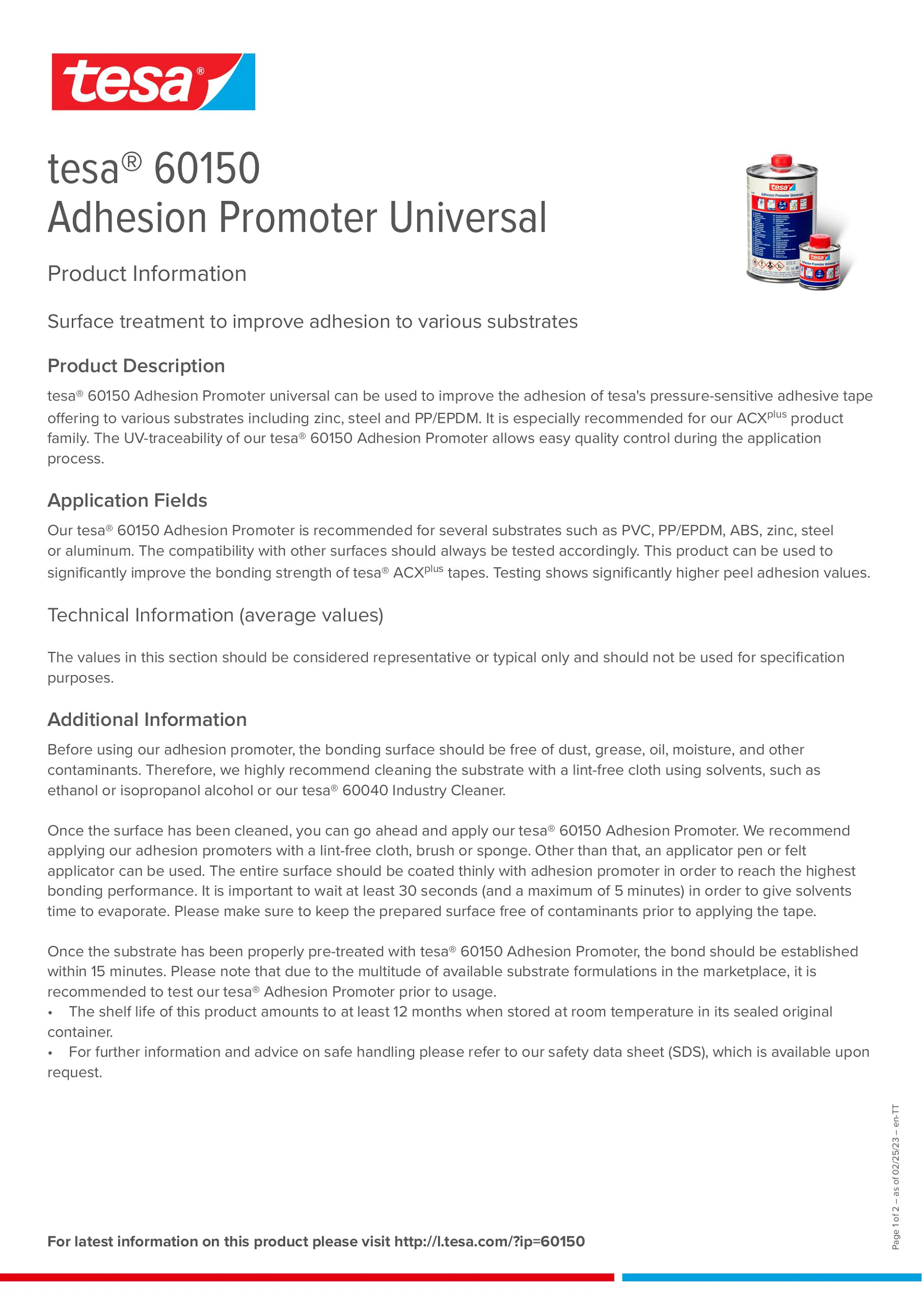 tesa® 60150 Adhesion Promoter Universal - tesa