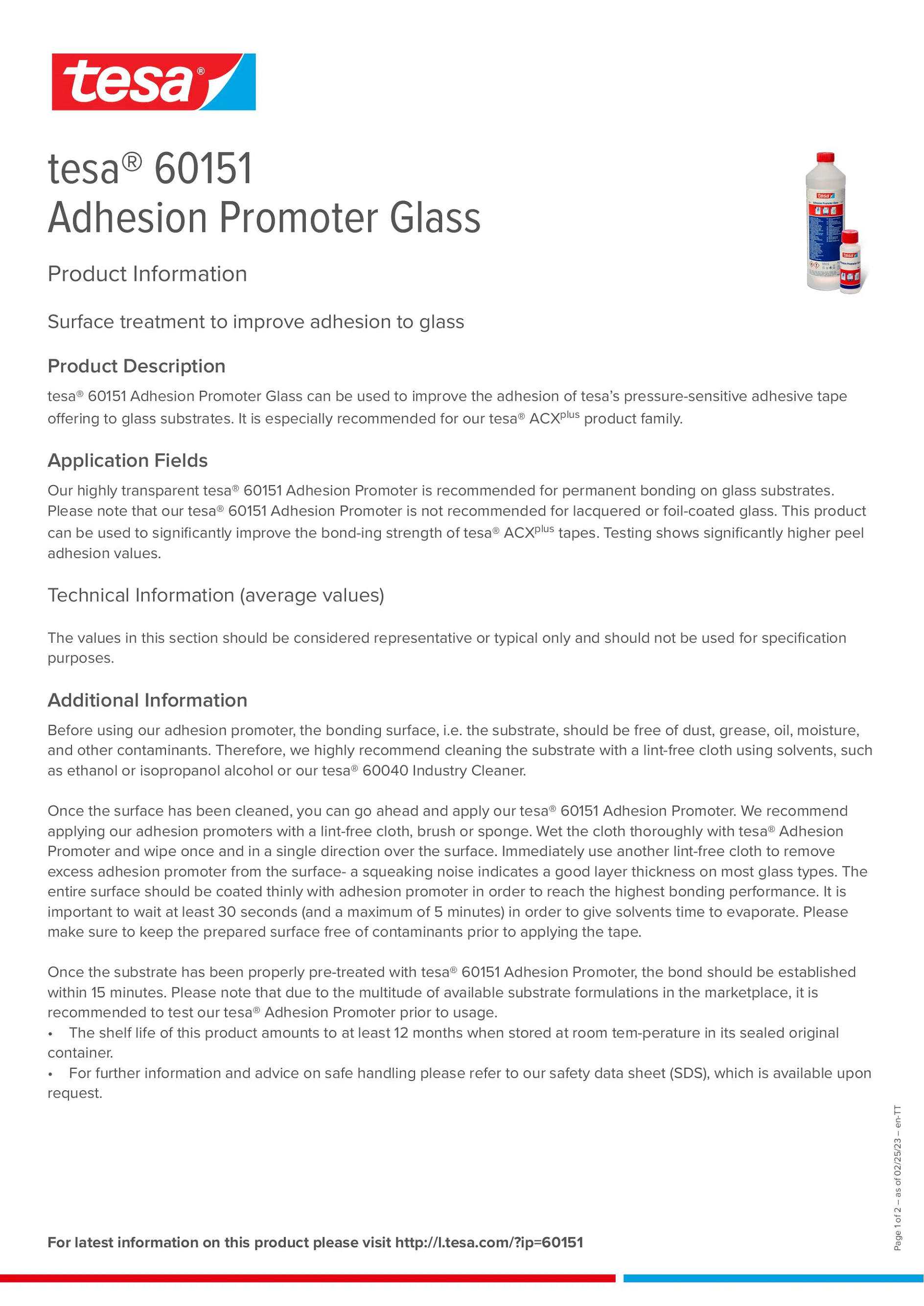 tesa® 60151 Adhesion Promoter Glass - tesa
