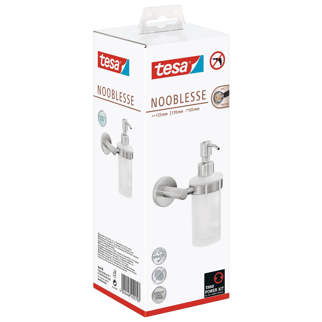 tesa® Moon Black soap dispenser, self-adhesive, powder coated metal - tesa