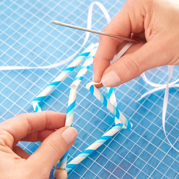 Geometric mobile from straws - tesa