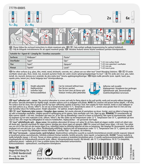 tesa® Adhesive nail canvas for wallpaper and plaster 2kg - tesa
