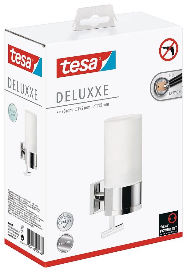 tesa® DELUXXE Soap Dispenser, Self-Adhesive, Chromed Metal - tesa