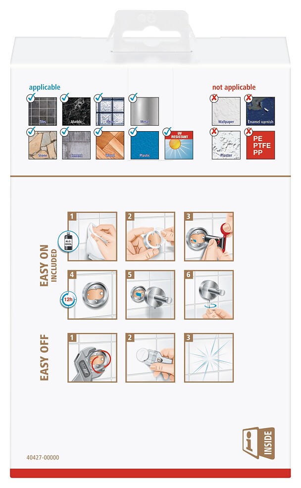 tesa® EXXCLUSIV Corner Basket, Self-Adhesive, Stainless-Steel - tesa