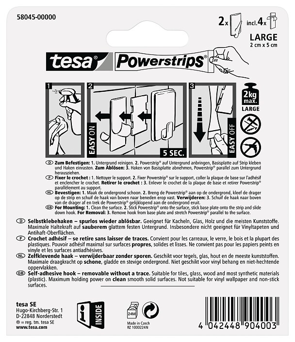 tesa® Powerstrips Self-Adhesive Hook L - tesa