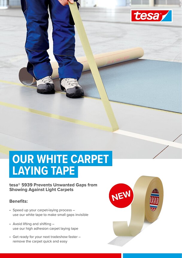 Build booths faster with tesa® 5939 White Carpet Tape - tesa