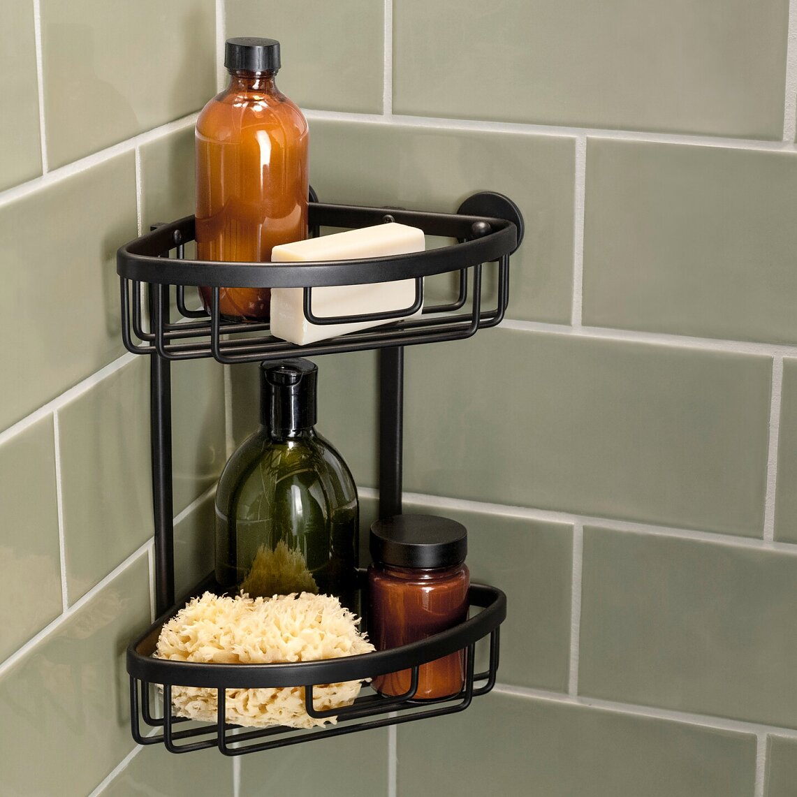 tesa® Aluxx Black double corner basket, self-adhesive, anodized ...