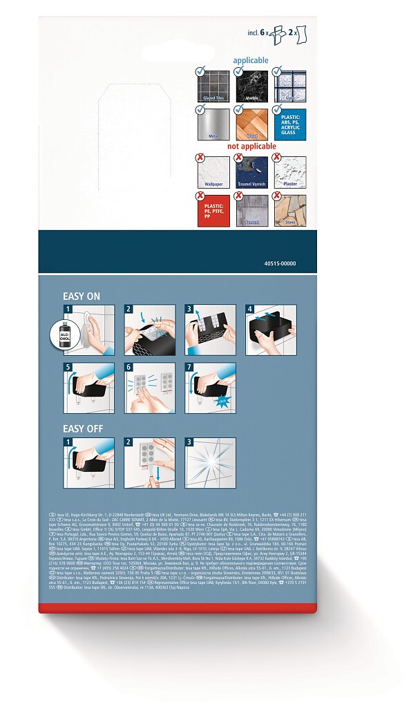 tesa® LAVAA Shower Basket S, Self-Adhesive, High-Quality Plastic - tesa