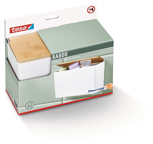 tesa® BABOO Storage Box XL, Self-Adhesive, Bamboo & High-Quality ...