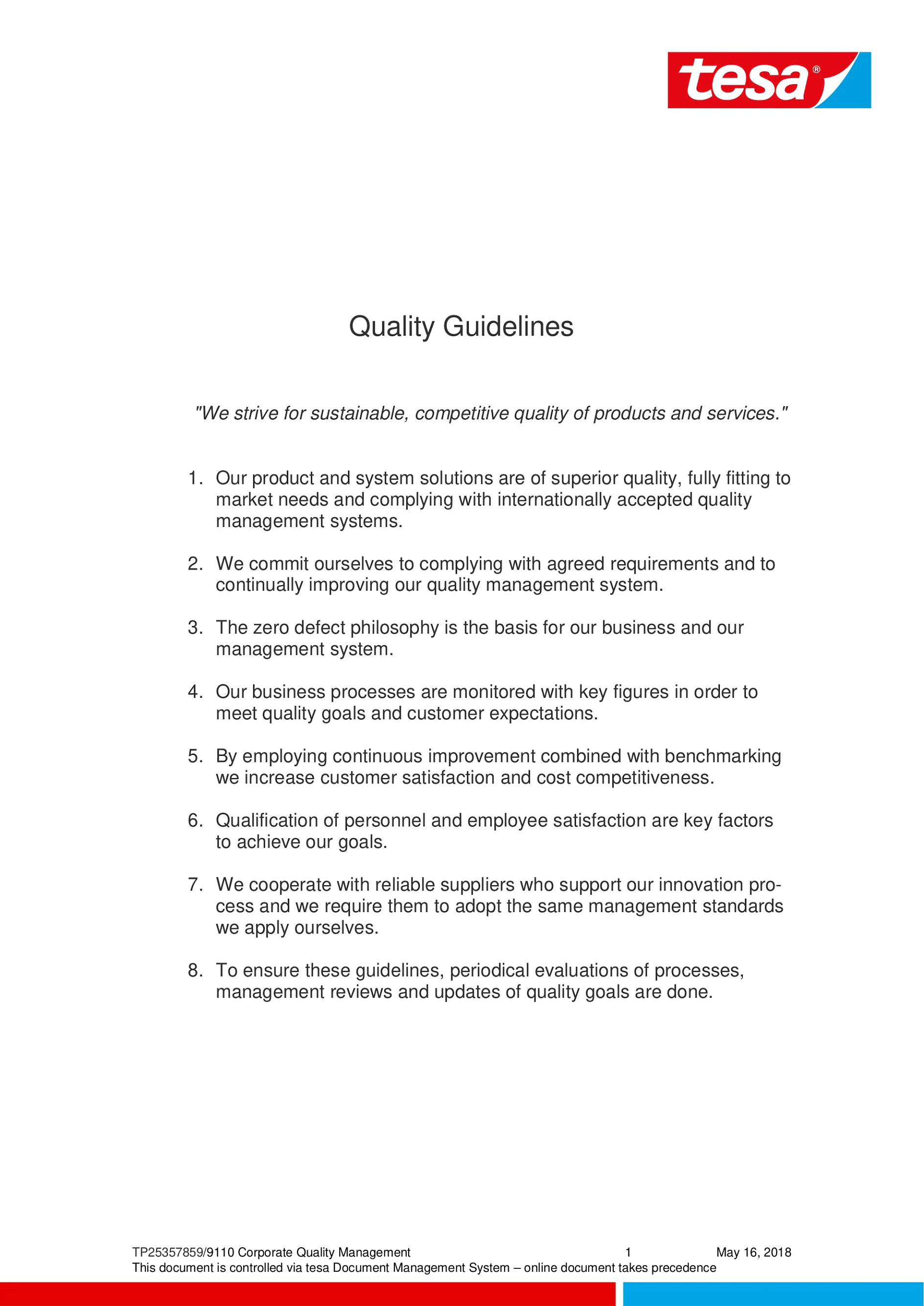 Our guidelines and standards - tesa