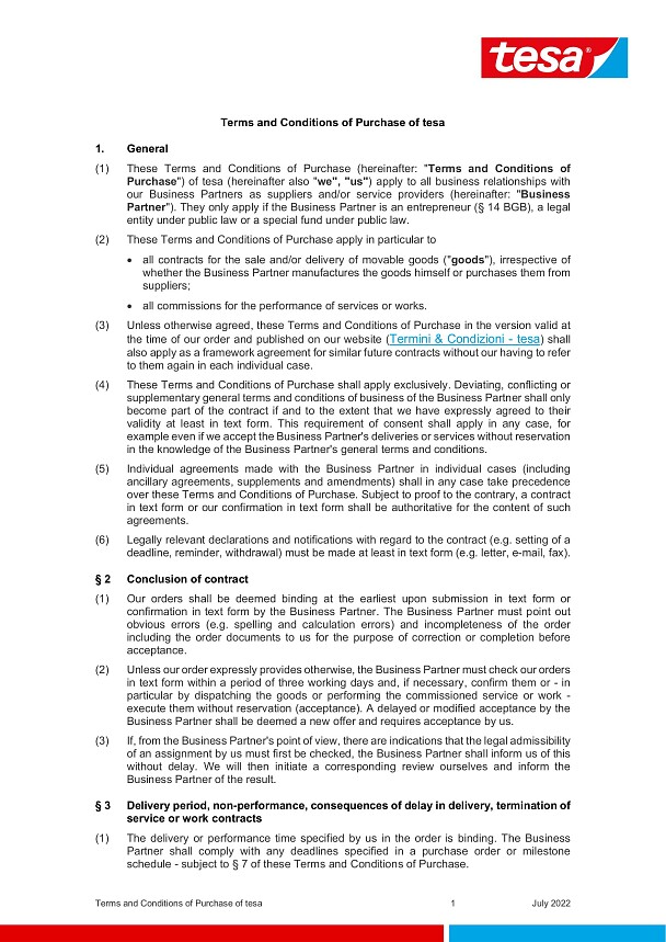Terms and Conditions of Purchase - tesa