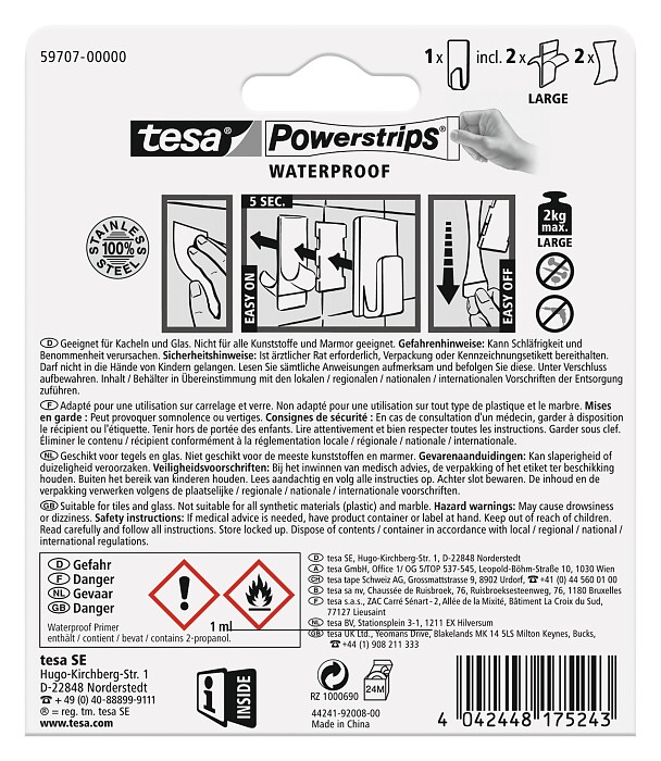tesa® Powerstrips Waterproof Hook Metal - tesa