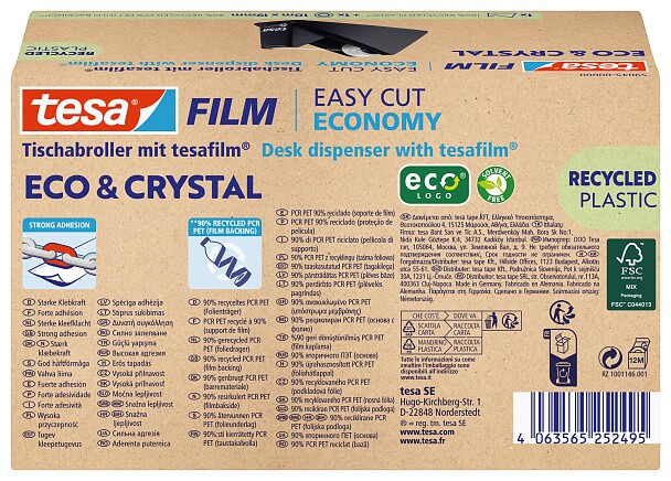 tesafilm® Eco & Crystal Easy Cut Economy Desk Dispenser - tesa