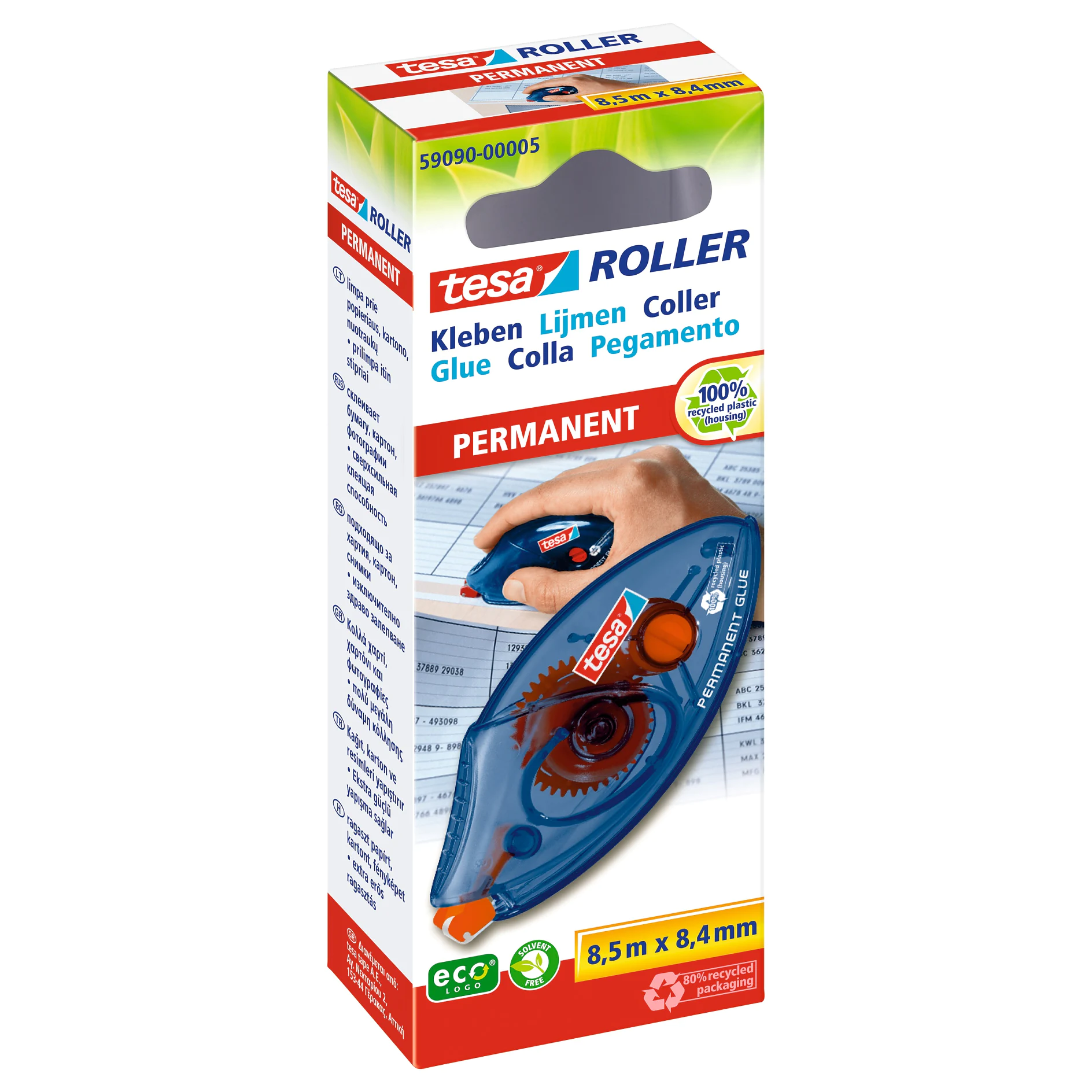 tesa® Roller Non-Permanent Glue ecoLogo®, Disposable - tesa