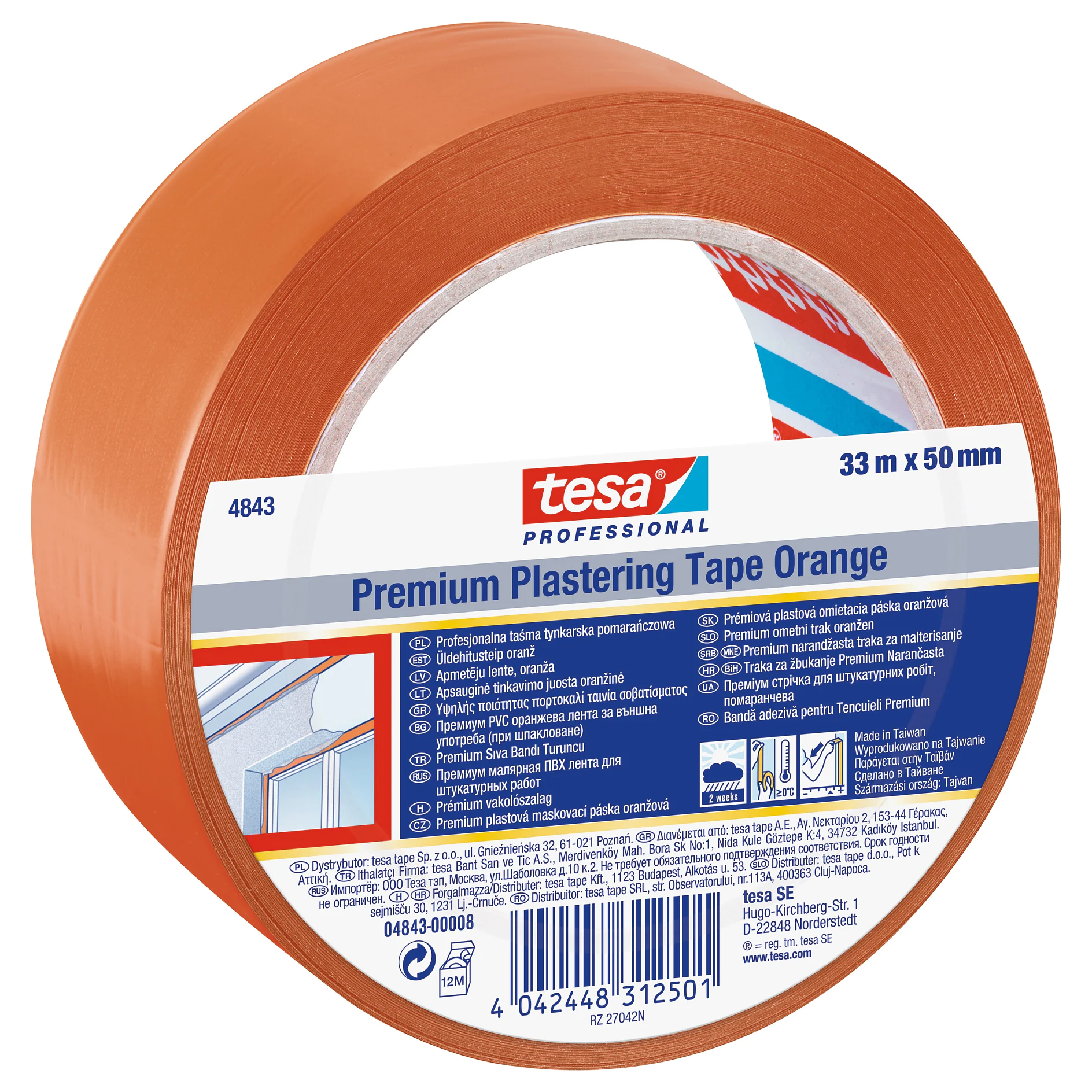 tesa® 4843 Premium Plastering Tape Orange - tesa