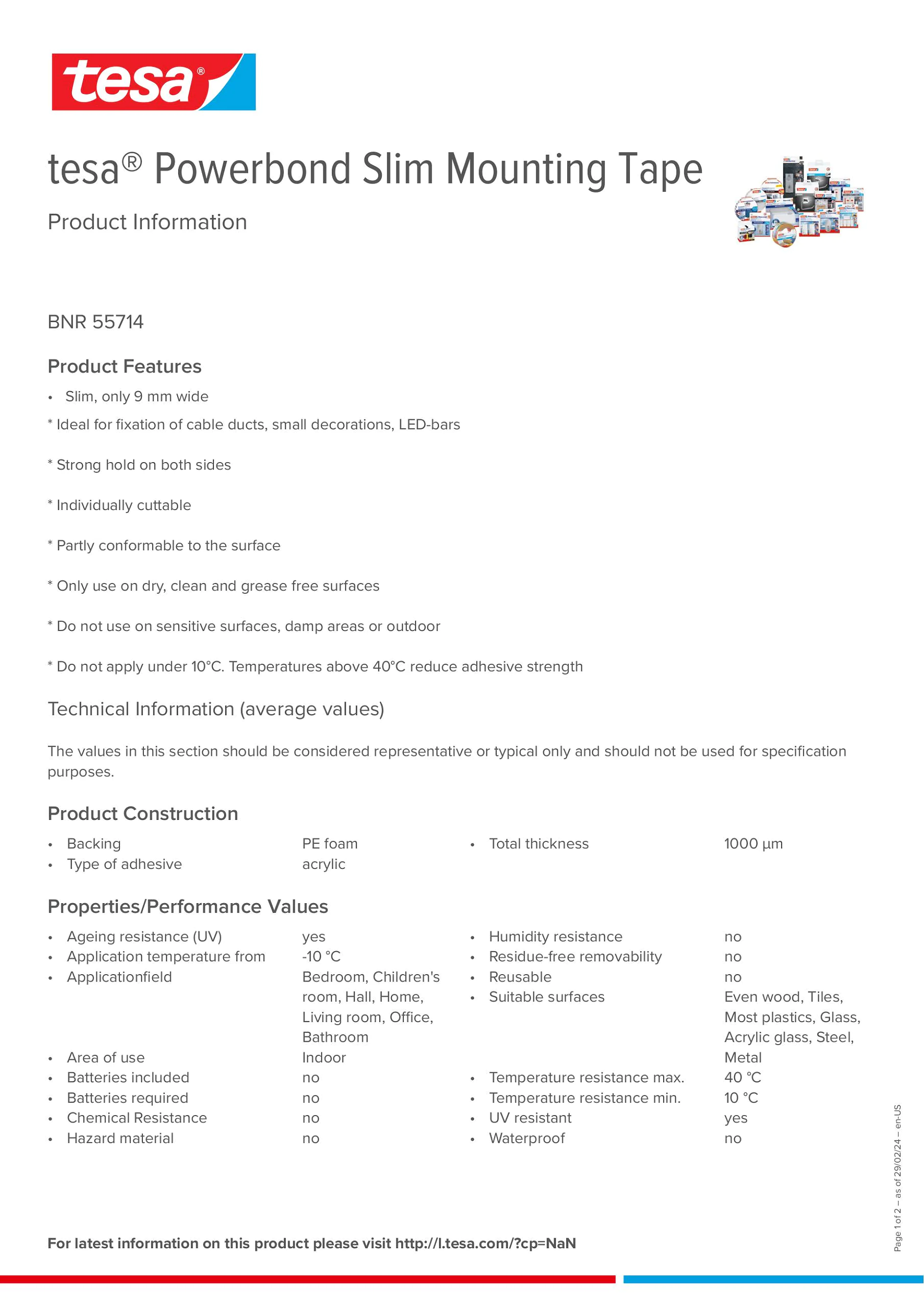 tesa® Powerbond Slim Mounting Tape - tesa