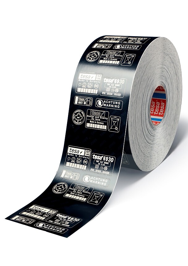 tesa® Laser Markable Film 6930 black matt/ white text - tesa