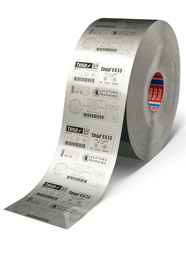 tesa® Laser Markable Film 6930 black matt/ white text - tesa