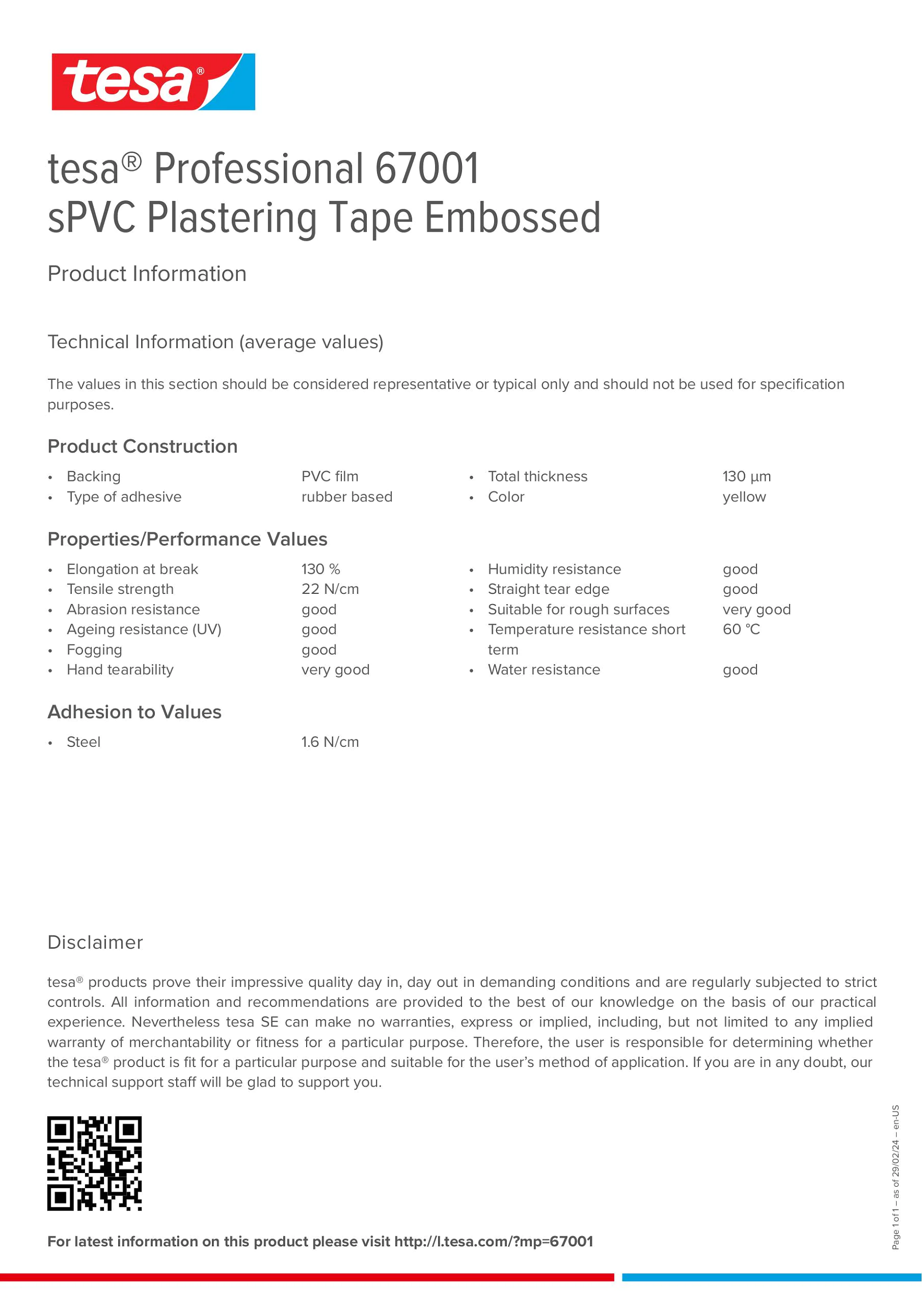 tesa® Professional 67001 sPVC Plastering Tape Embossed - tesa
