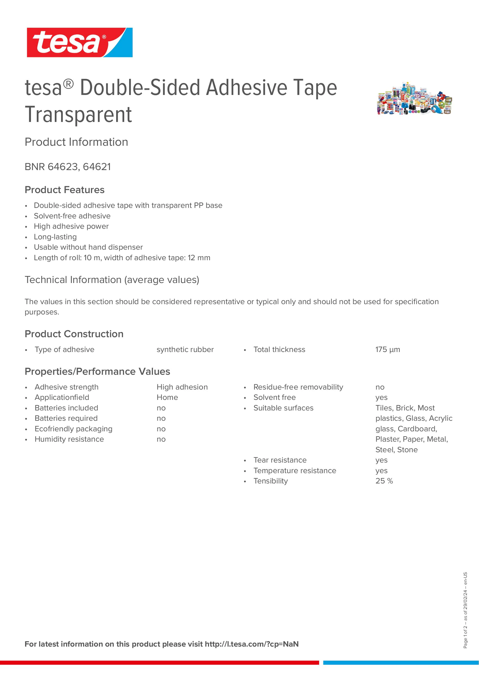 tesa® Double-Sided Adhesive Tape Transparent - tesa