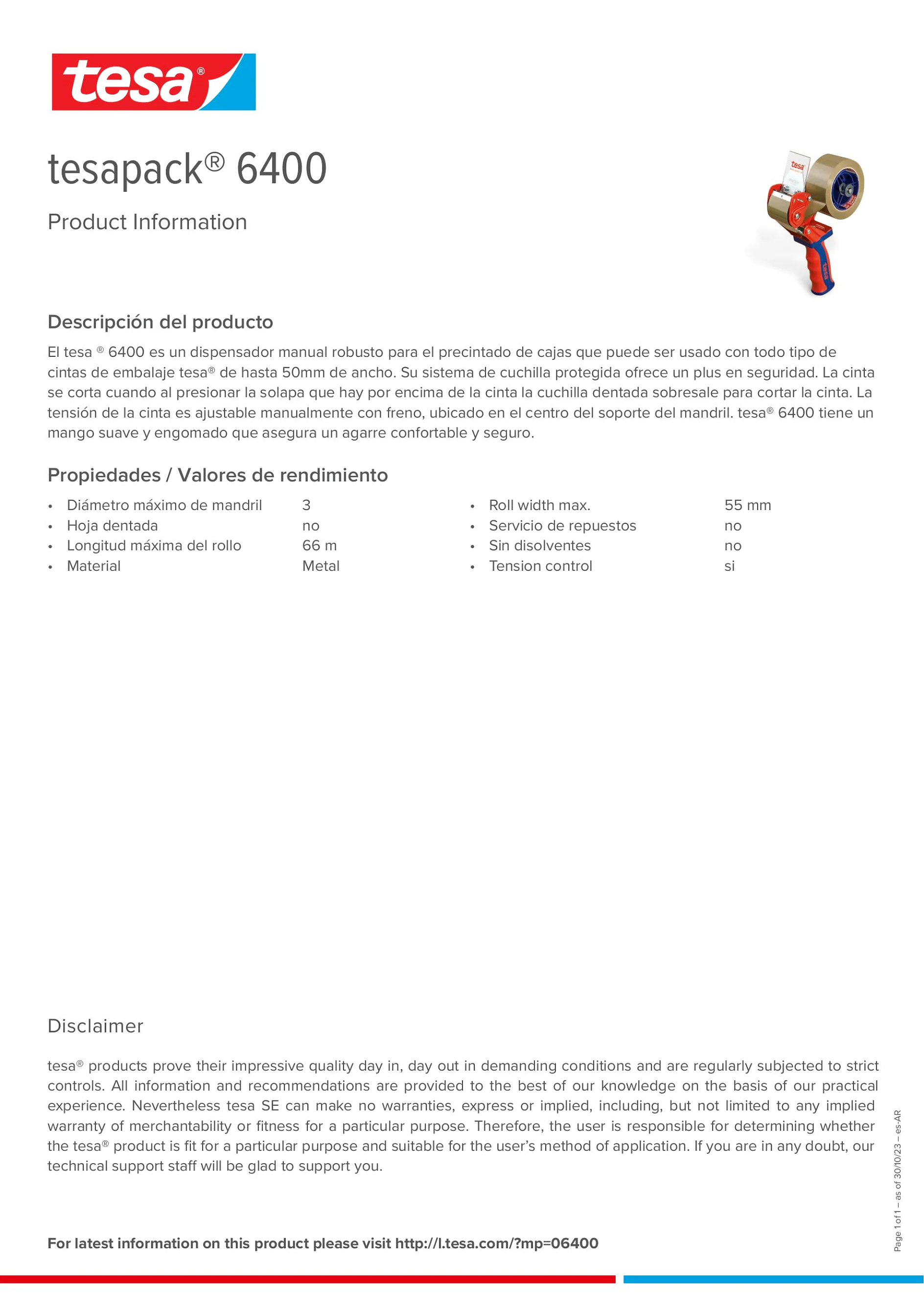 tesapack® 6400 Hand Dispenser Comfort - tesa