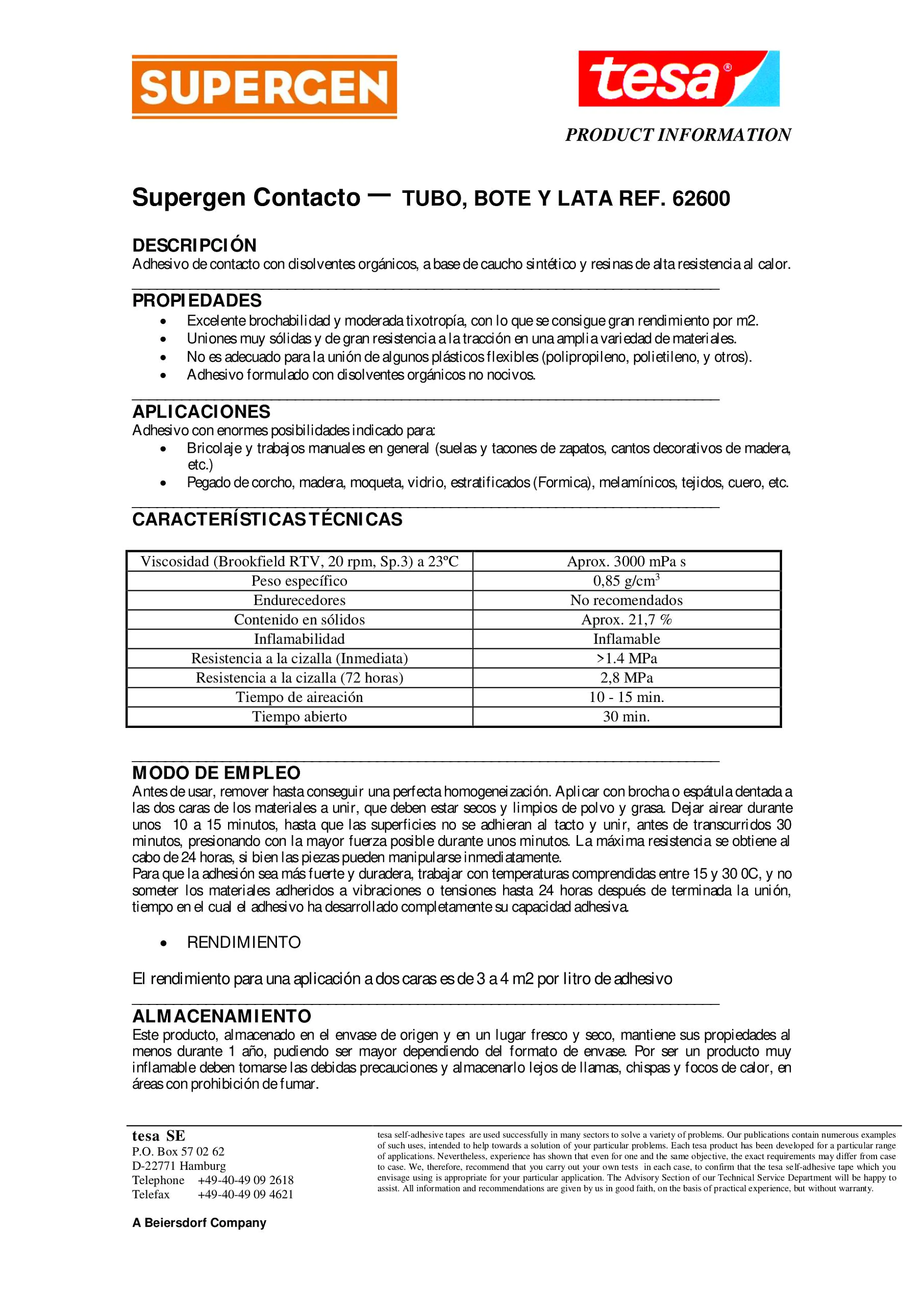 SUPERGEN® Adhesivo Contacto - tesa