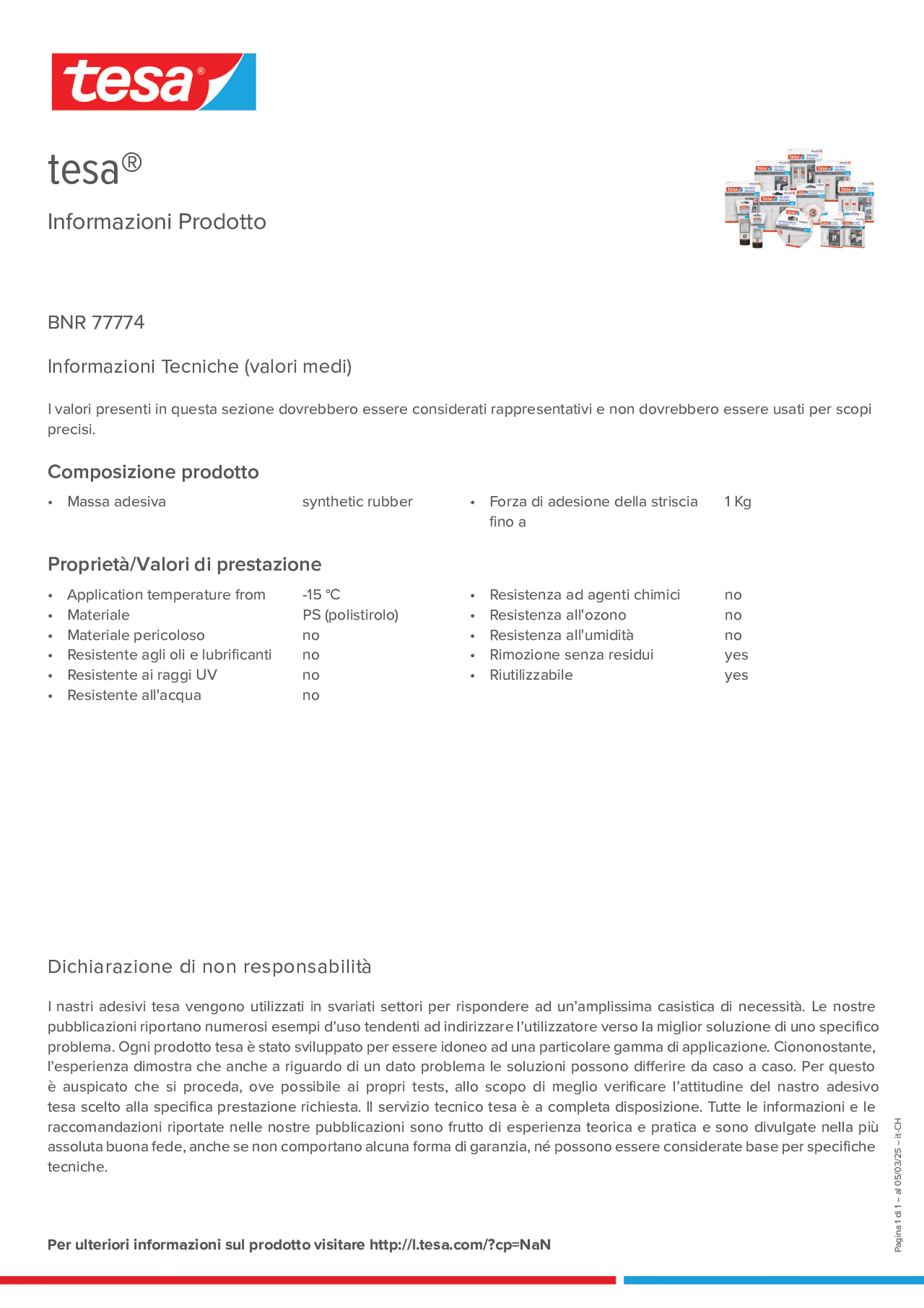 tesa® Clou adhésif ajustable pour papier peint & plâtre 1kg - tesa