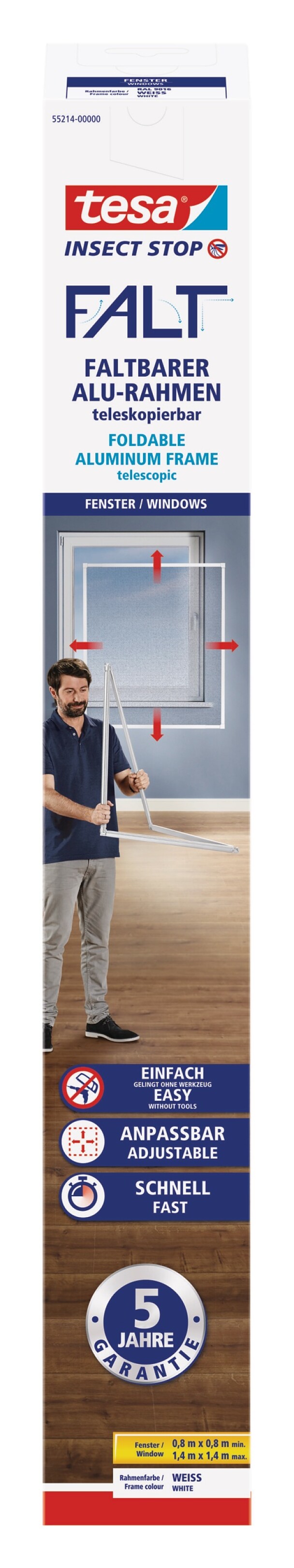tesa® Insect Stop FALT Foldable Aluminum Frame For Windows, Telescopic ...