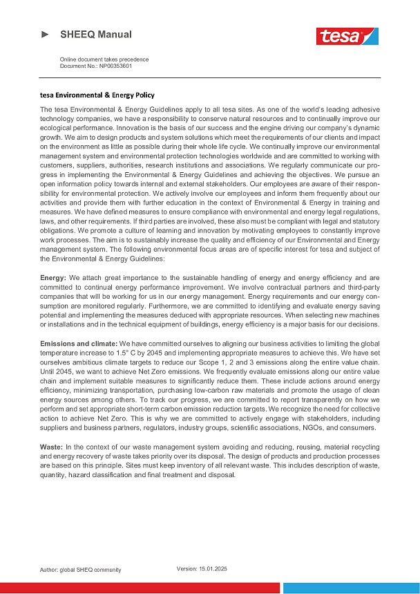 Le nostre linee guida e i nostri standard - tesa