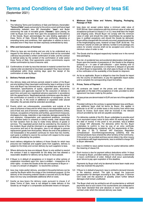 購買基本条件 - tesa