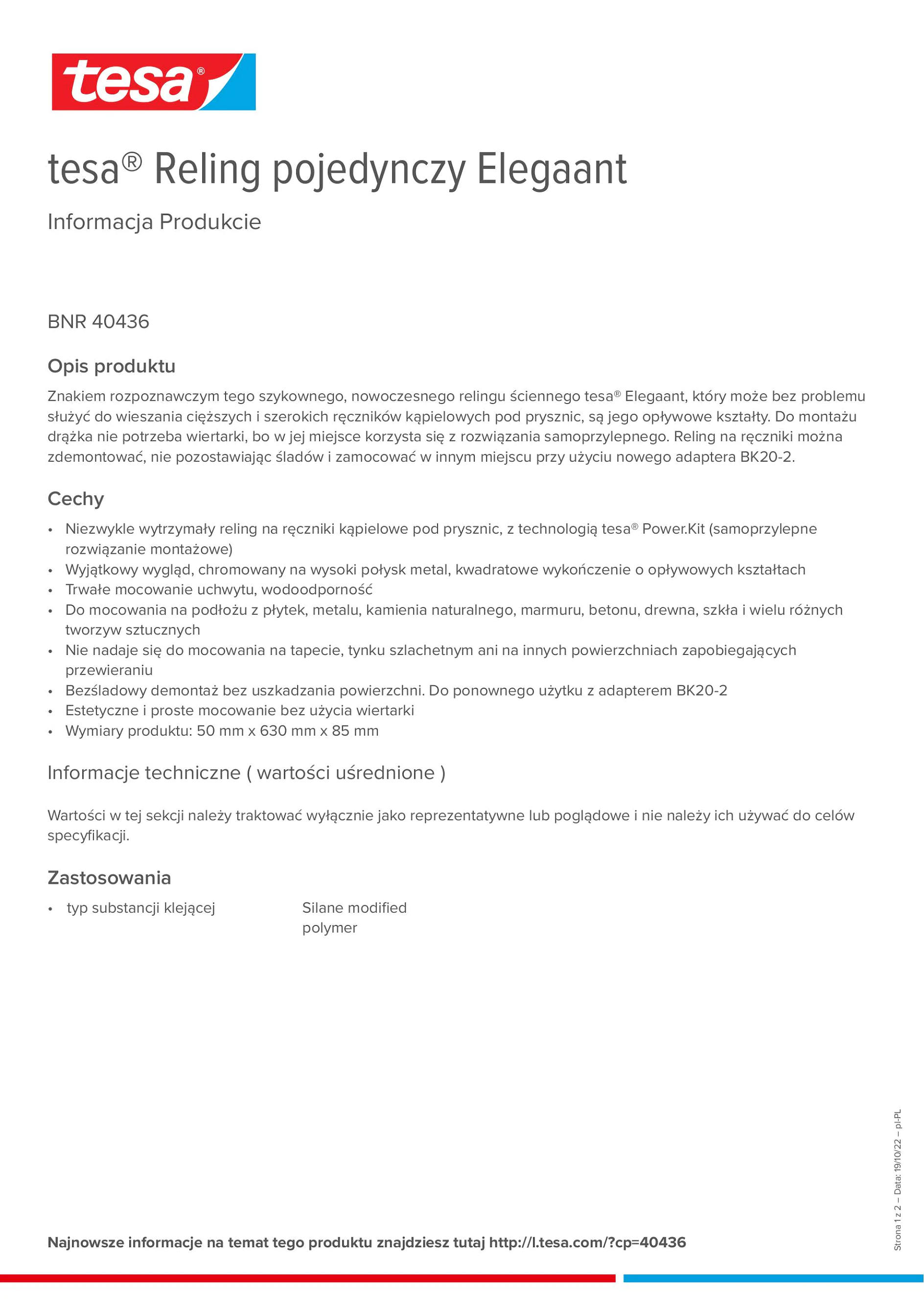 tesa® Reling pojedynczy Elegaant - tesa